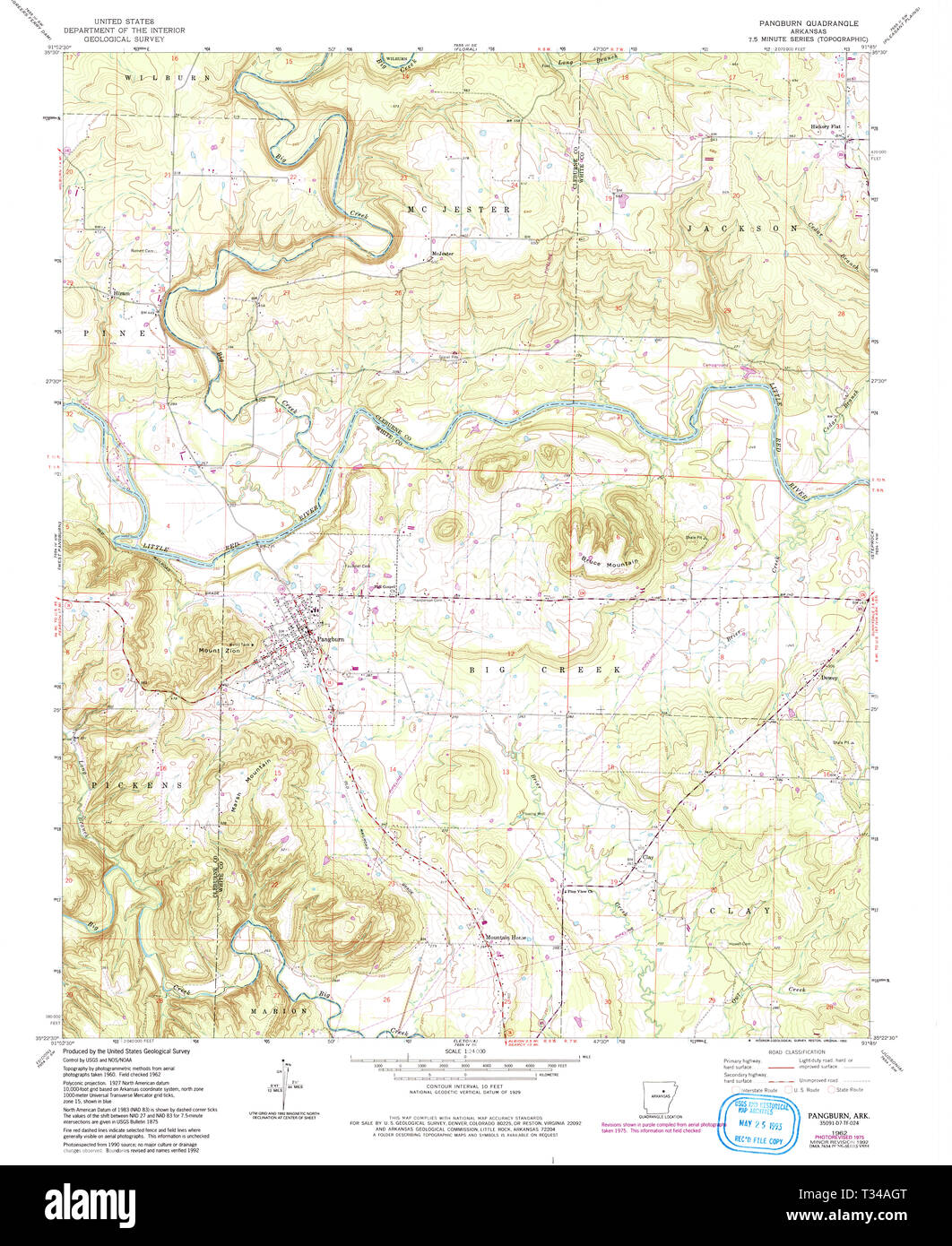 USGS TOPO Map Arkansas AR Pangburn 259338 1962 24000 Restoration Stock ...