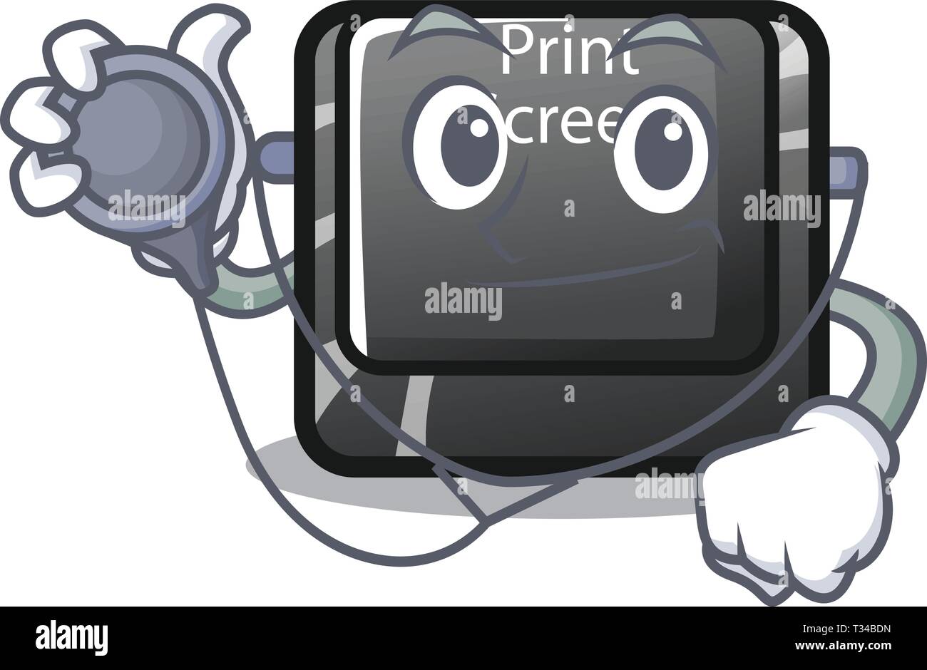 Doctor button print screen the computer character Stock Vector Image ...