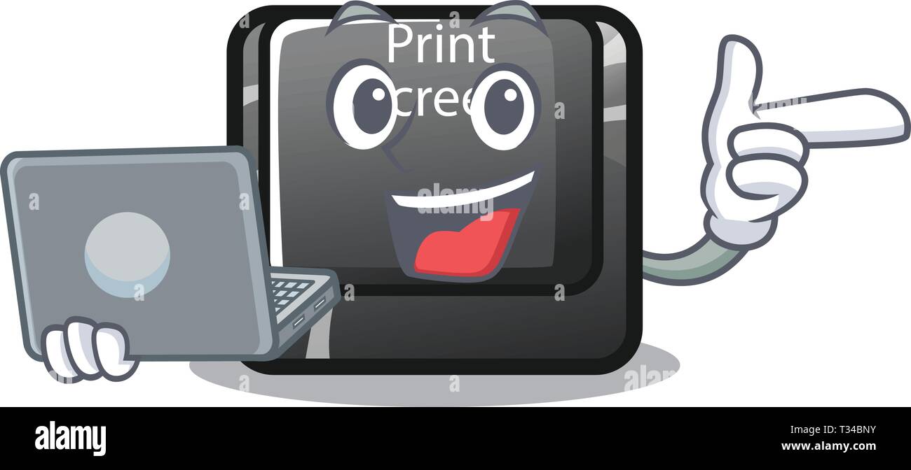 With laptop button print screen the computer character Stock Vector ...