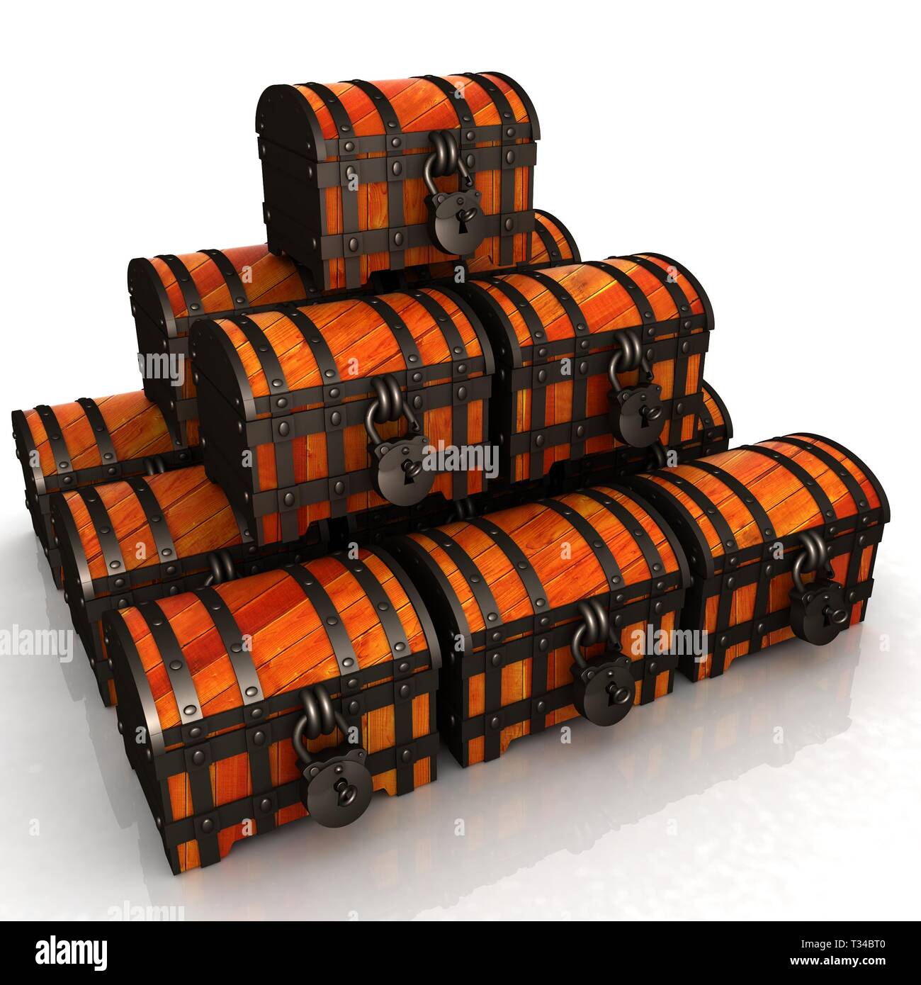 Chests. 3d illustration Stock Photo - Alamy