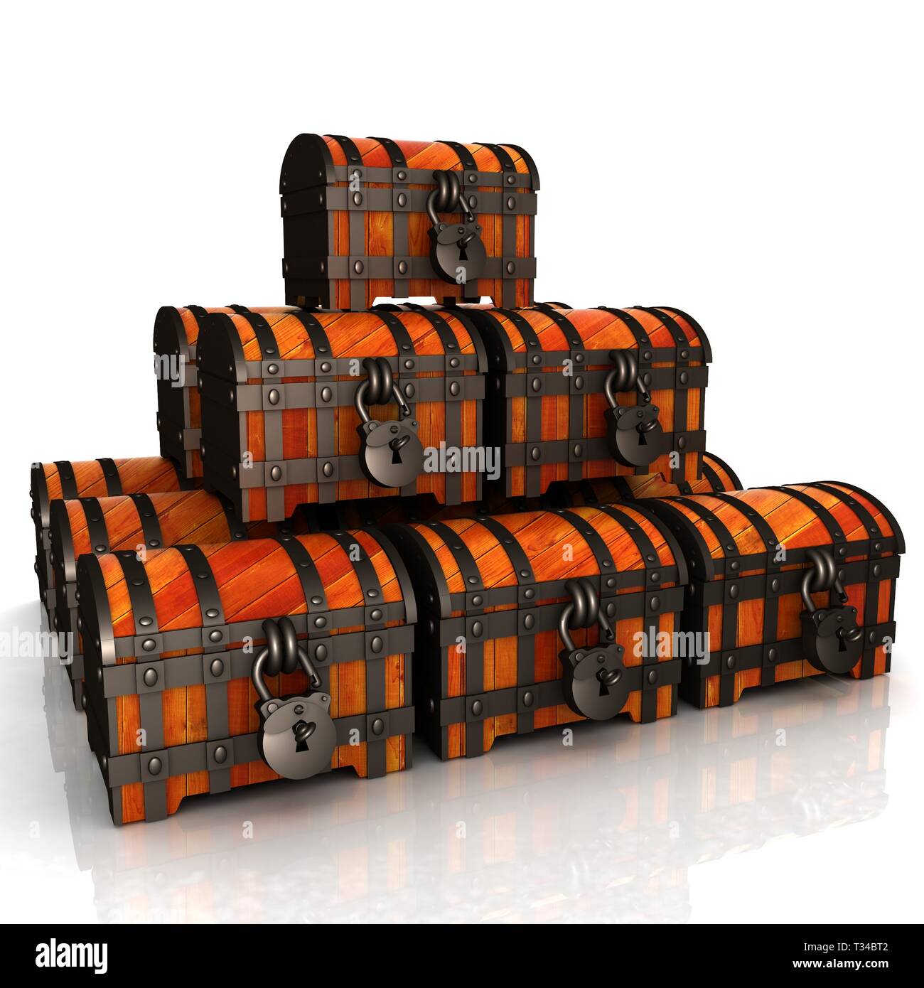 Chests. 3d illustration Stock Photo - Alamy