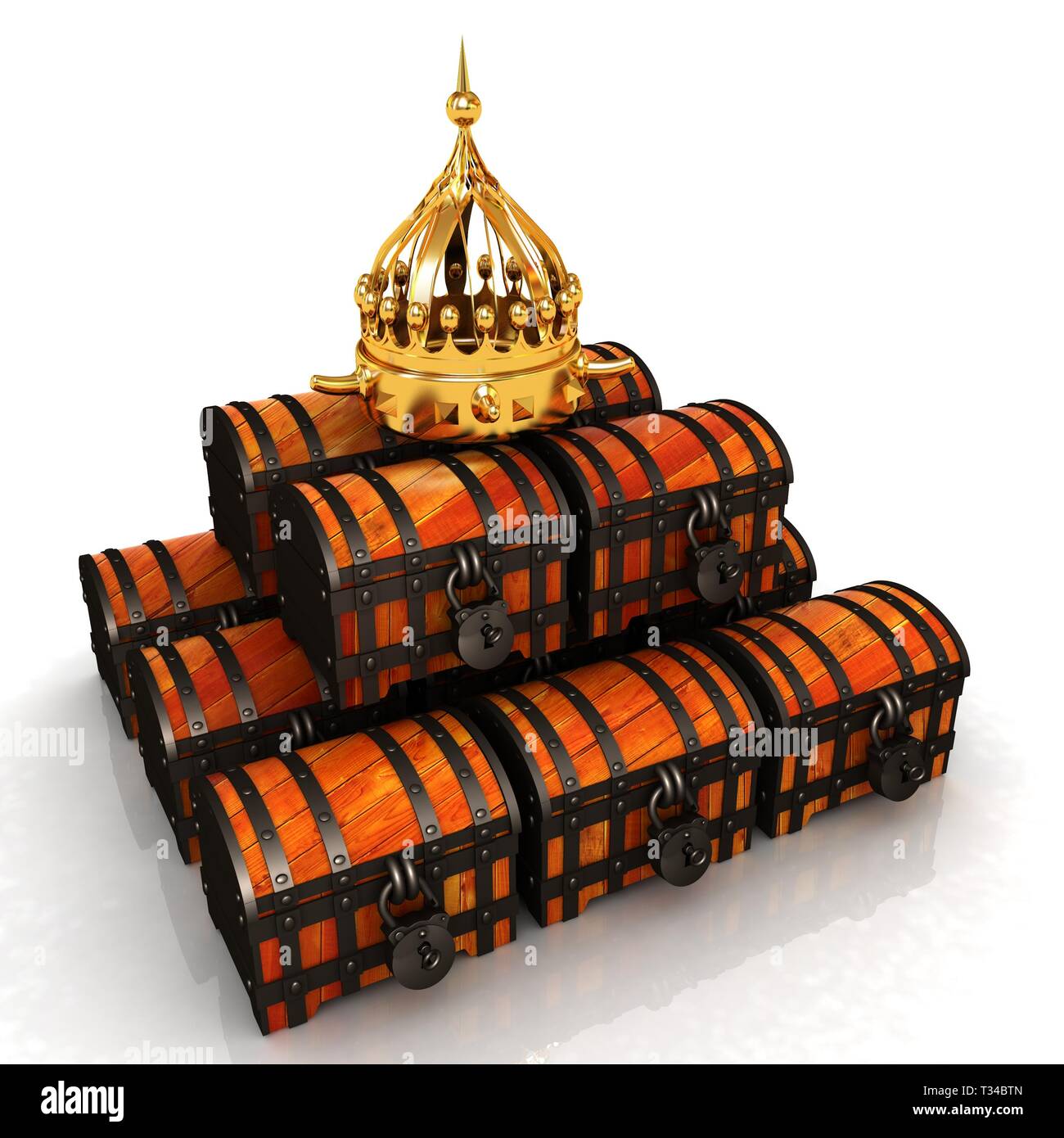 Crown and chest. 3d render Stock Photo - Alamy
