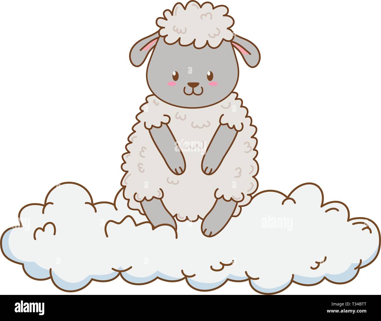 cute sheep in the clouds vector illustration design Stock Vector Image ...