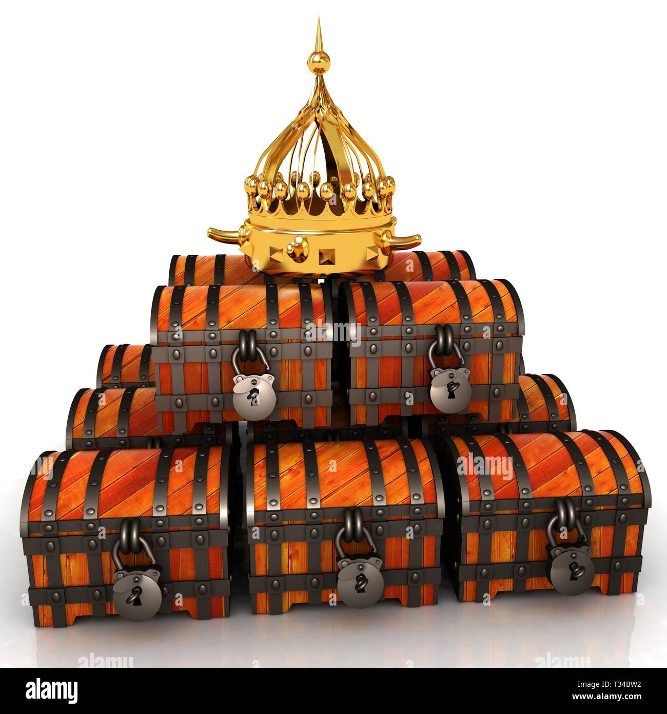 Crown and chest. 3d render Stock Photo - Alamy