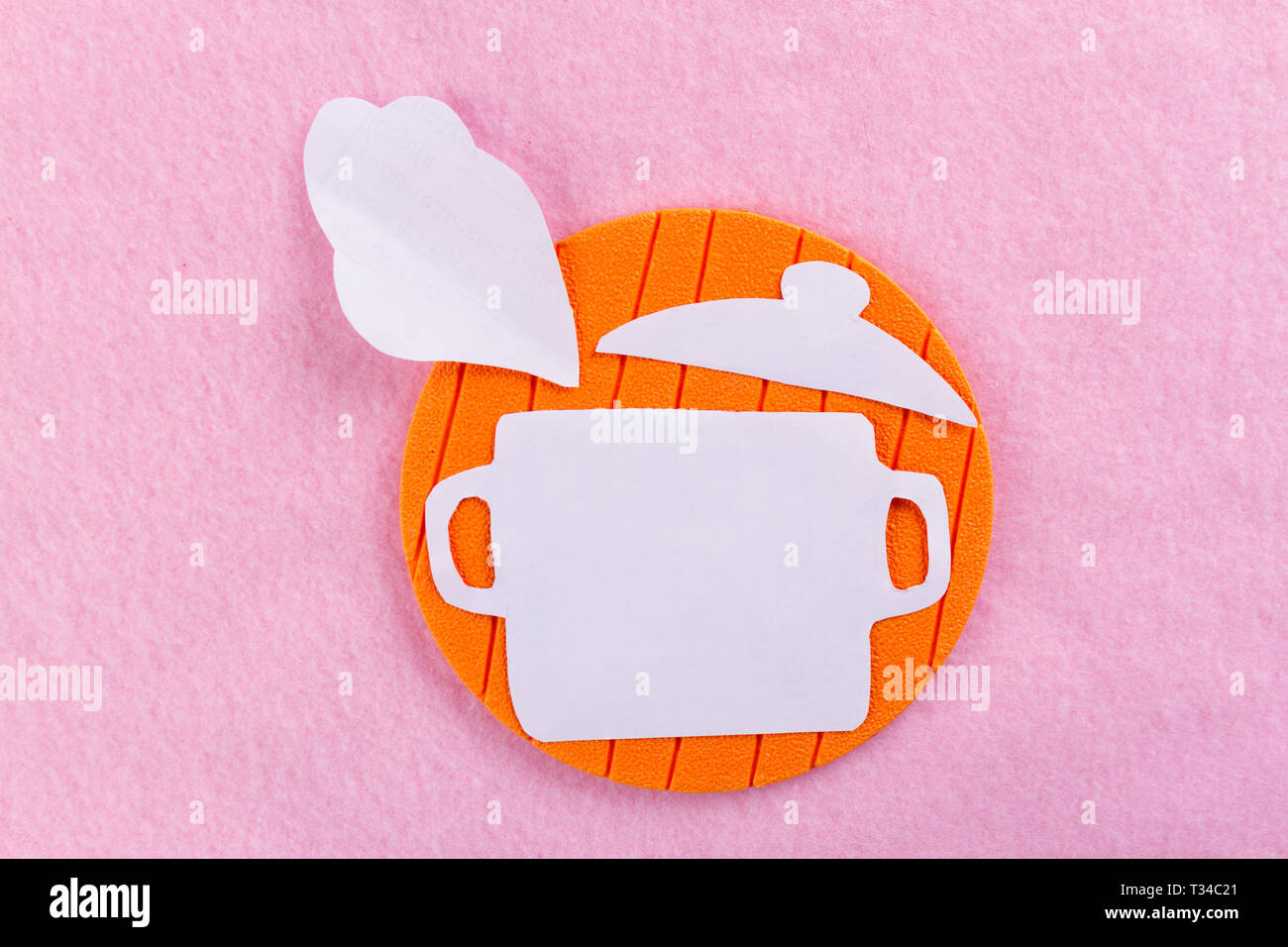 cooking pan on pink background. soup cooking concept Stock Photo - Alamy