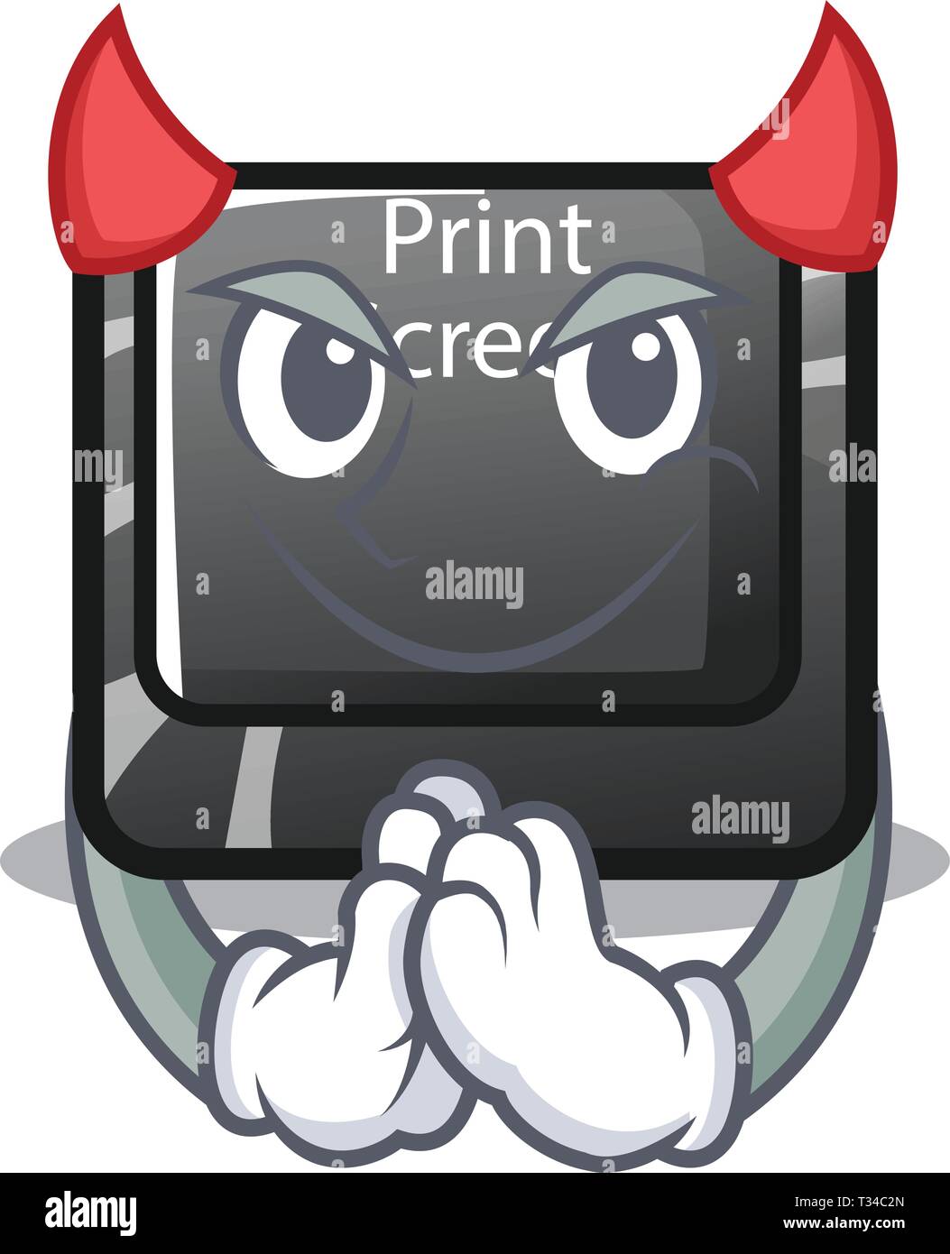 Devil button print screen isolated with cartoon Stock Vector Image ...