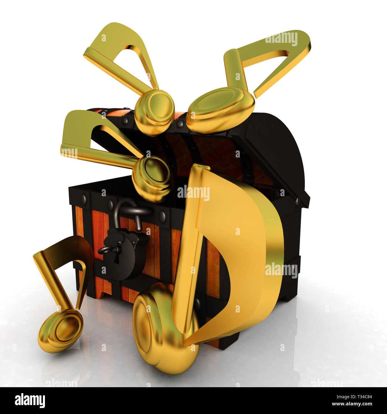 Music note around chest. 3d render Stock Photo - Alamy