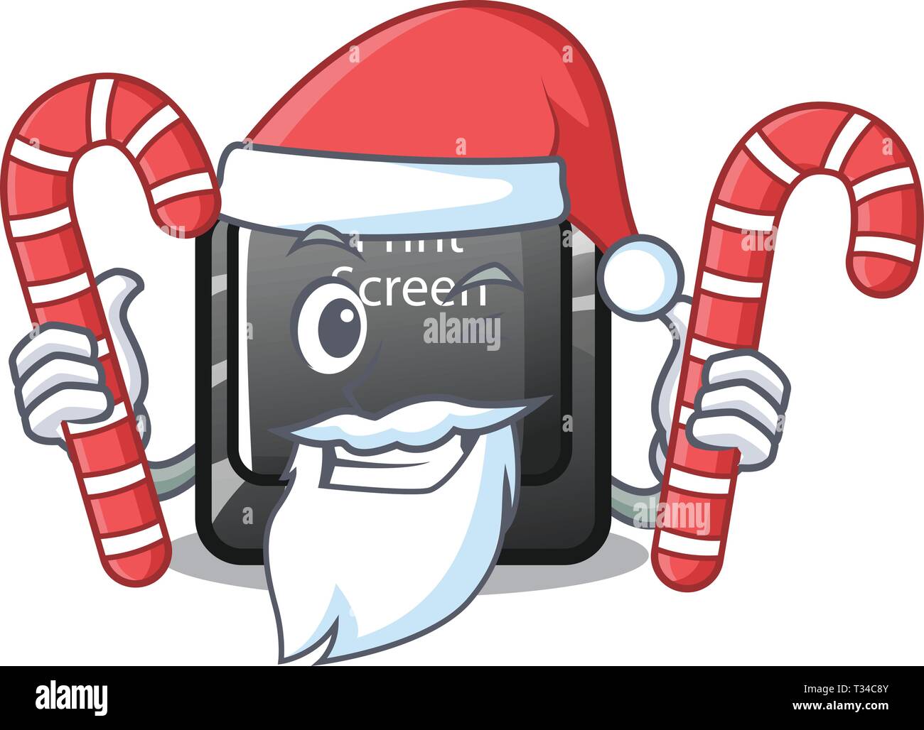 Santa with candy print screen button on cartoon keyboard Stock Vector ...