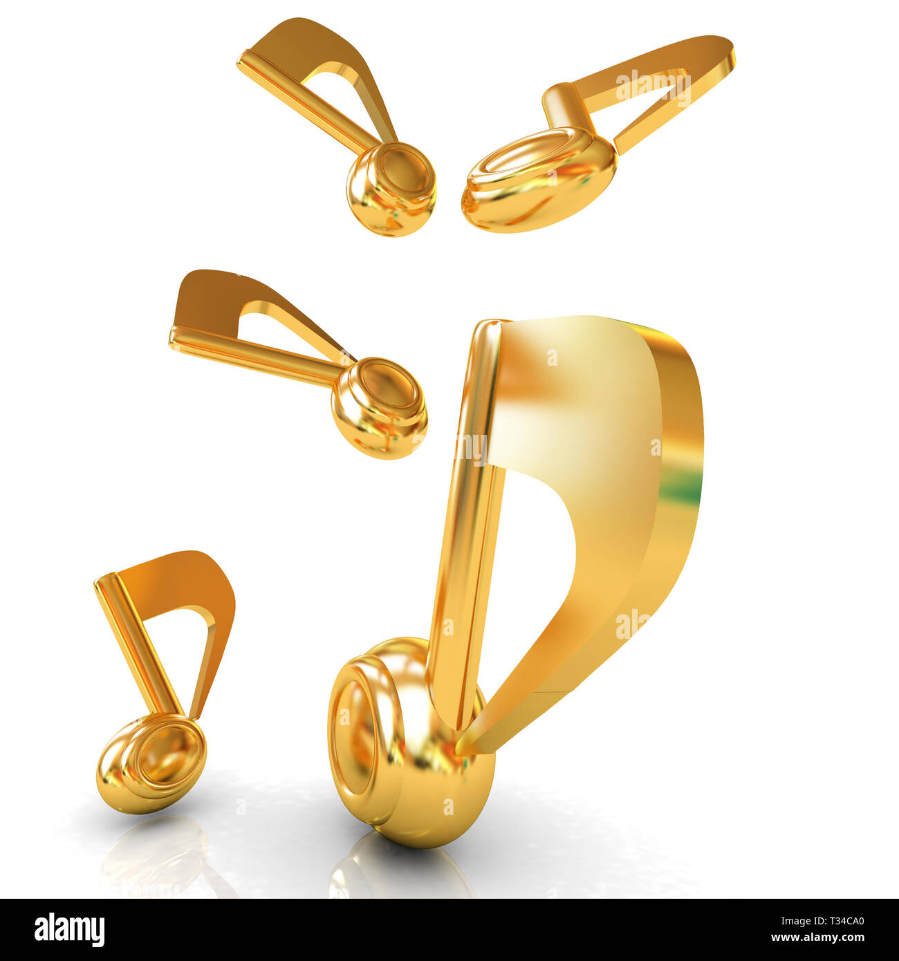 Gold music notes. 3d render Stock Photo - Alamy