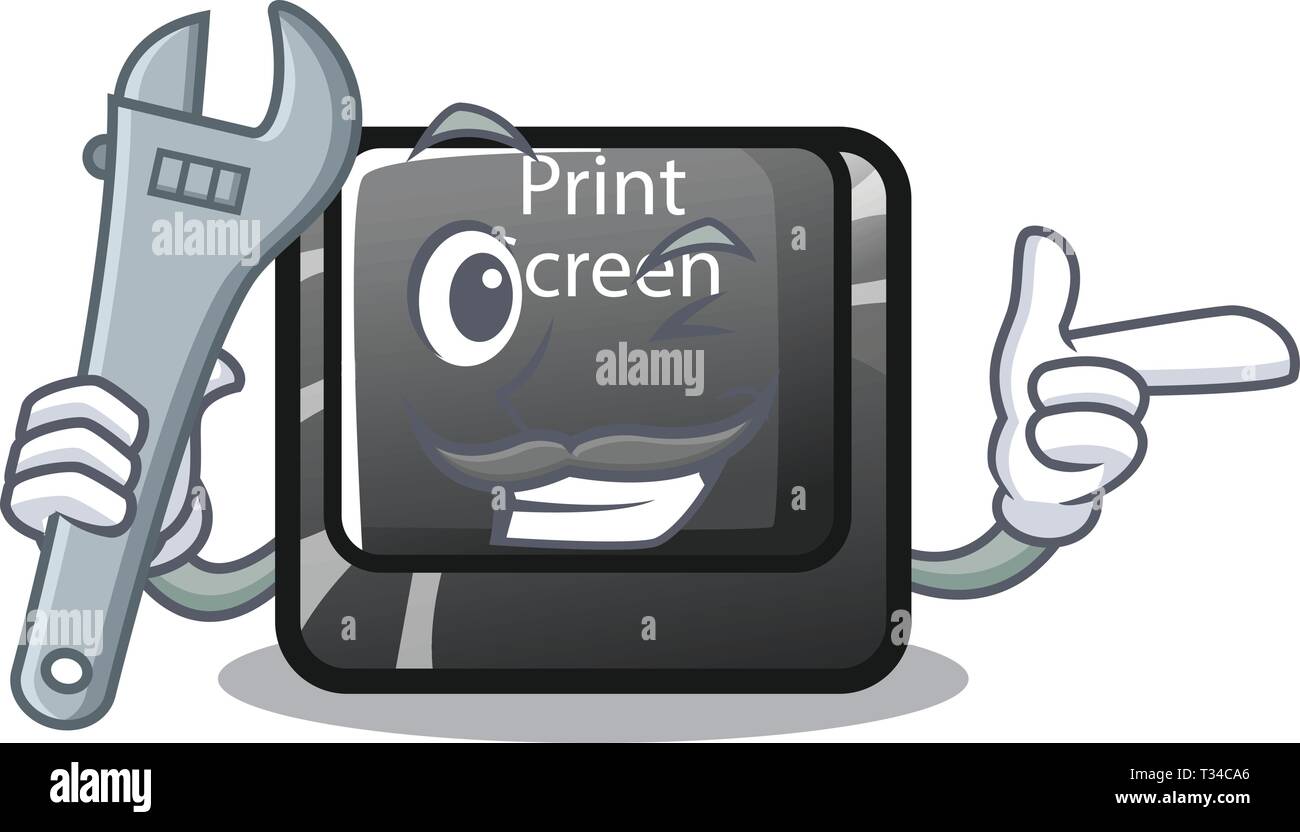 Mechanic print screen button on cartoon keyboard Stock Vector Image ...