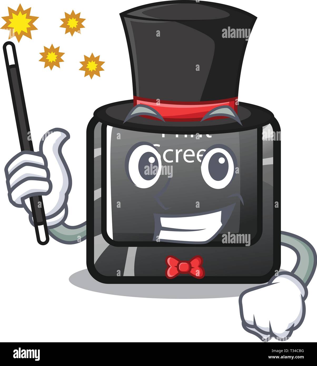 Magician print screen button on cartoon keyboard Stock Vector Image ...