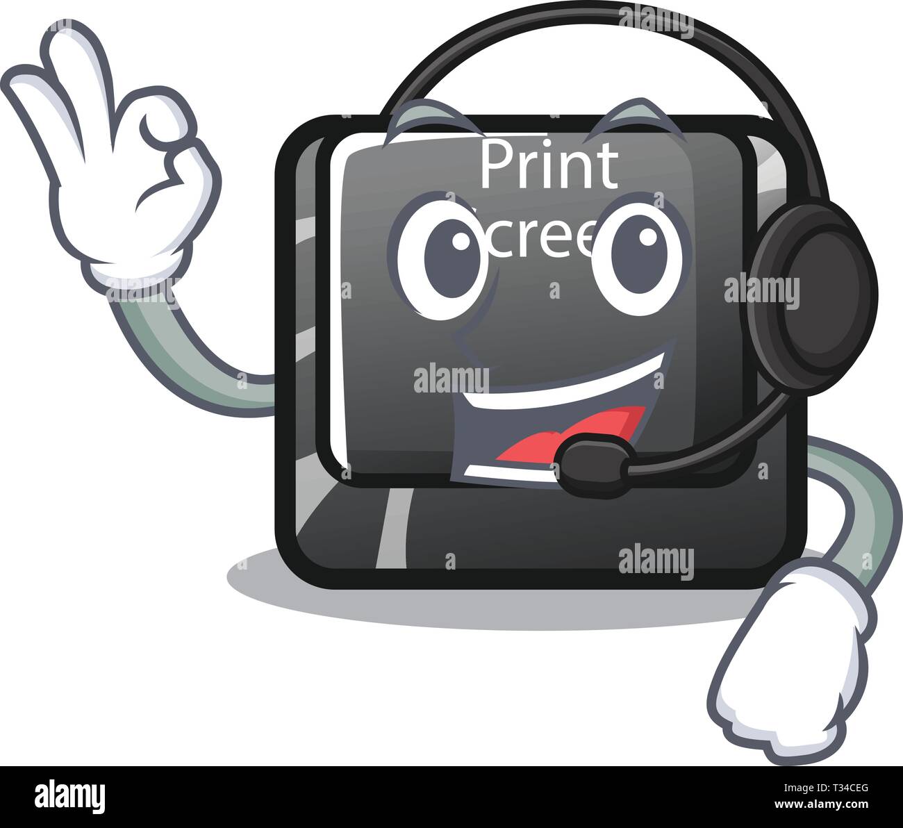 With headphone print screen button on cartoon keyboard Stock Vector ...