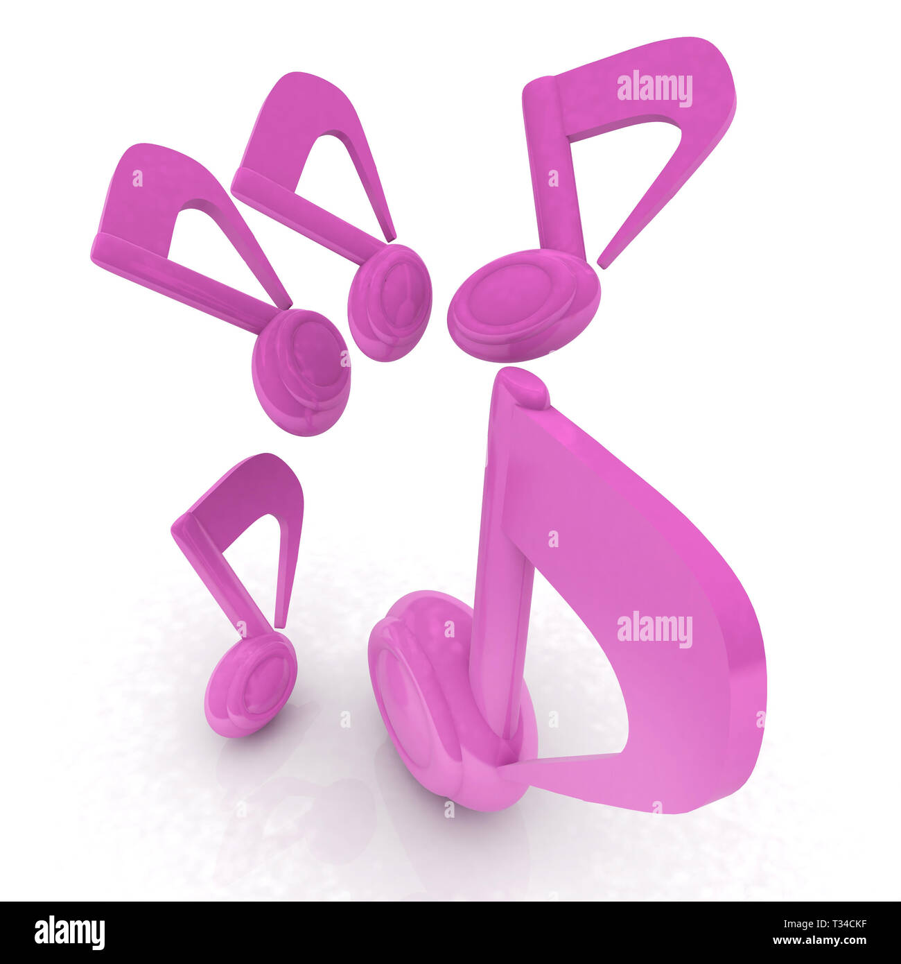 Pink music notes. 3d render Stock Photo - Alamy