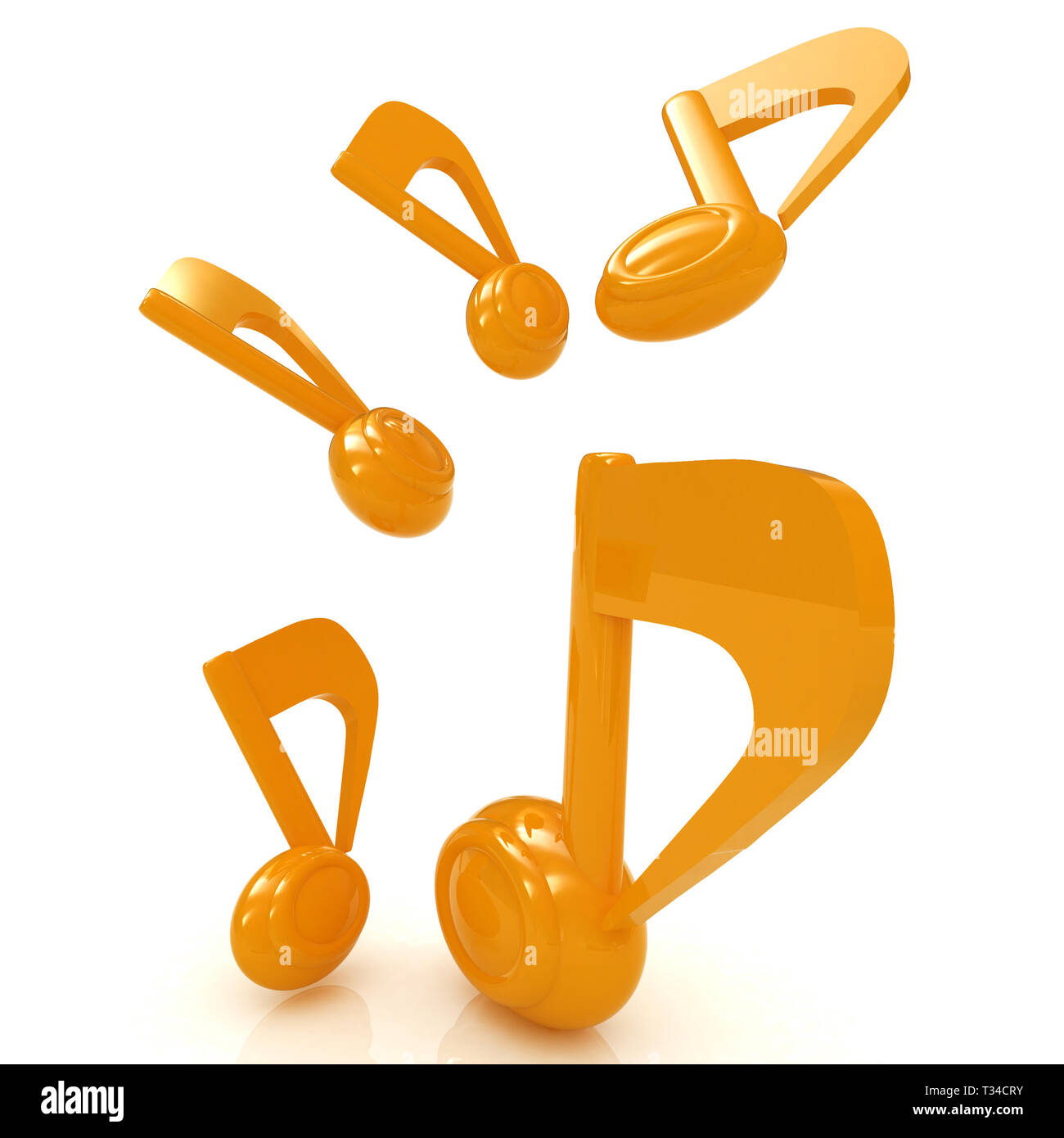 Yellow music notes. 3d render Stock Photo - Alamy