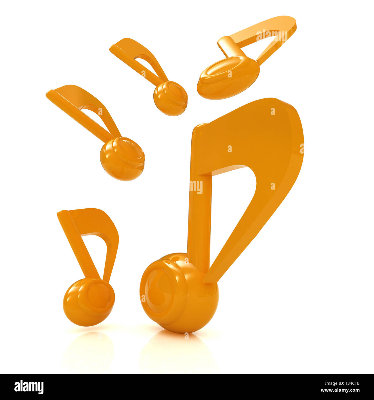 Yellow music notes. 3d render Stock Photo - Alamy