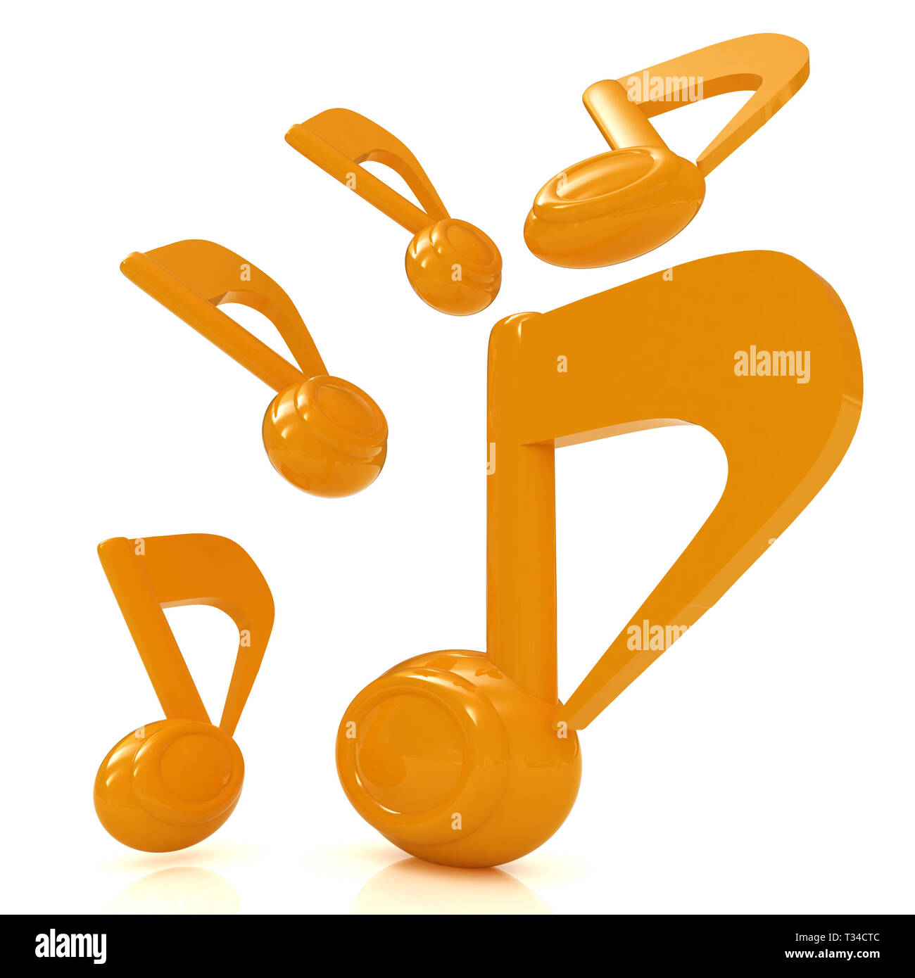 Yellow music notes. 3d render Stock Photo - Alamy