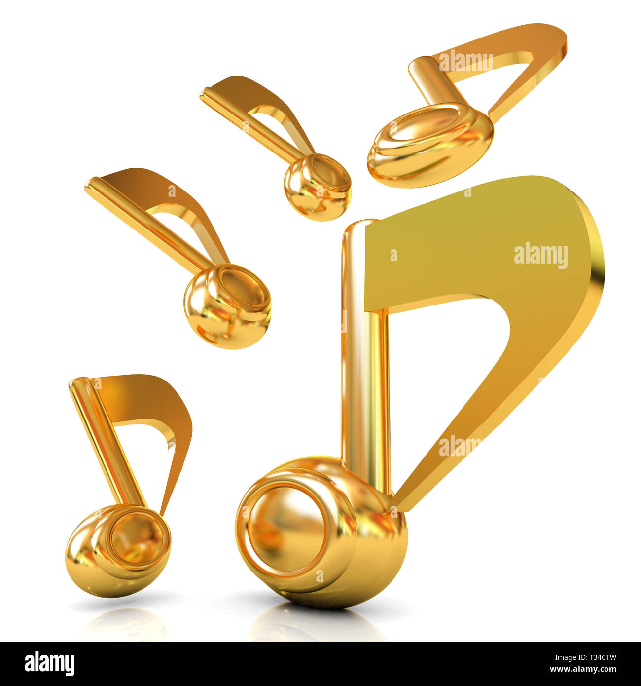 Gold music notes. 3d render Stock Photo - Alamy