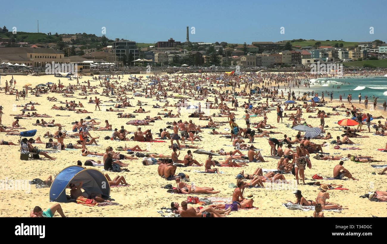 SYDNEY, AUSTRALIA - JANUARY 31, 2016: close up of summer crowds at ...