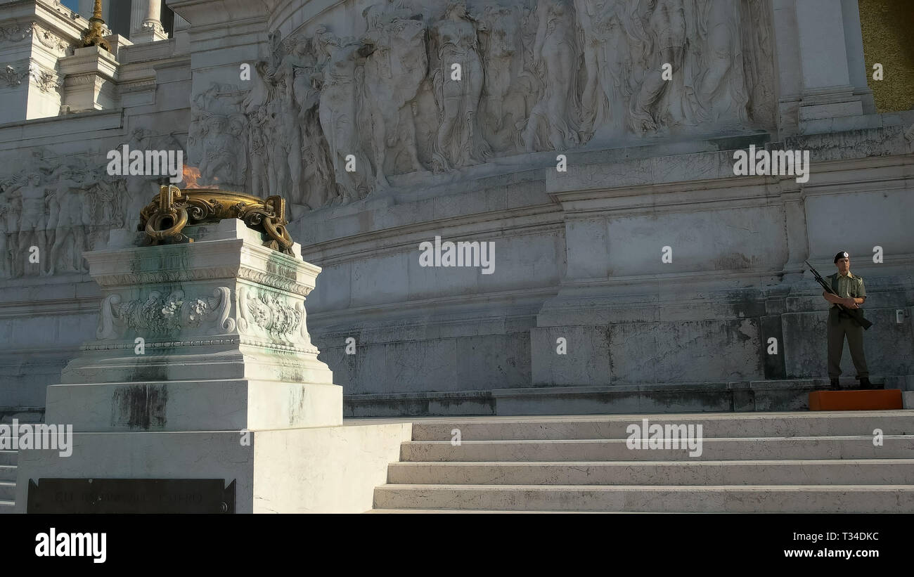 ROME, ITALY- SEPTEMBER 29, 2015: eternal flame at the victor emmanuel ...