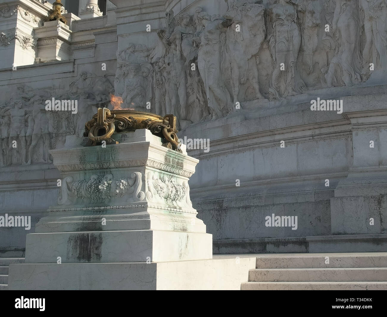 close up of the eternal flame at the victor emmanuel ii monument, rome ...