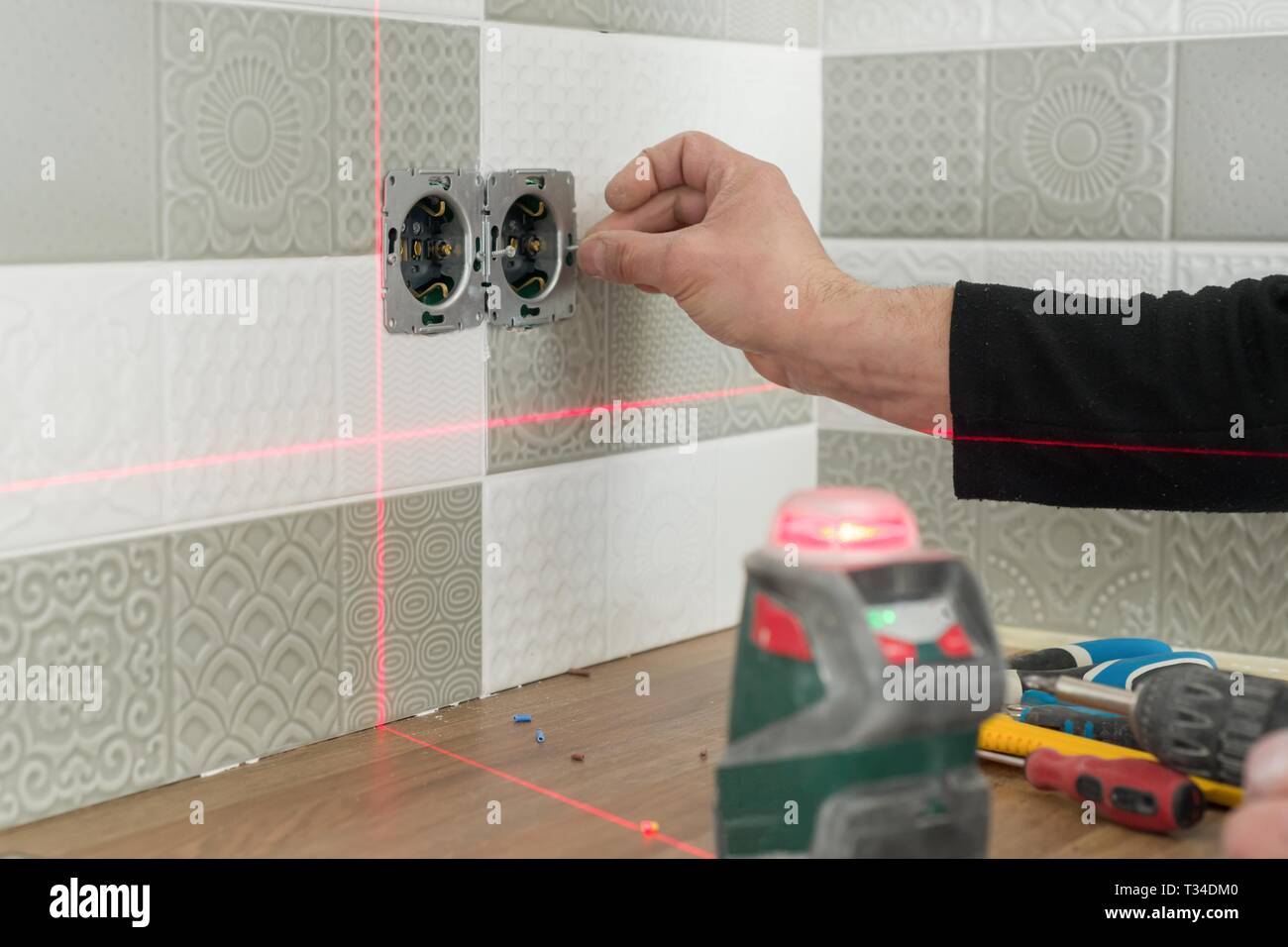 Installing electrical outlets hi-res stock photography and images - Alamy