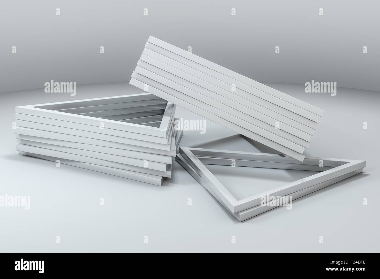 3d rendering, triangle metal framework, industrial background, computer ...