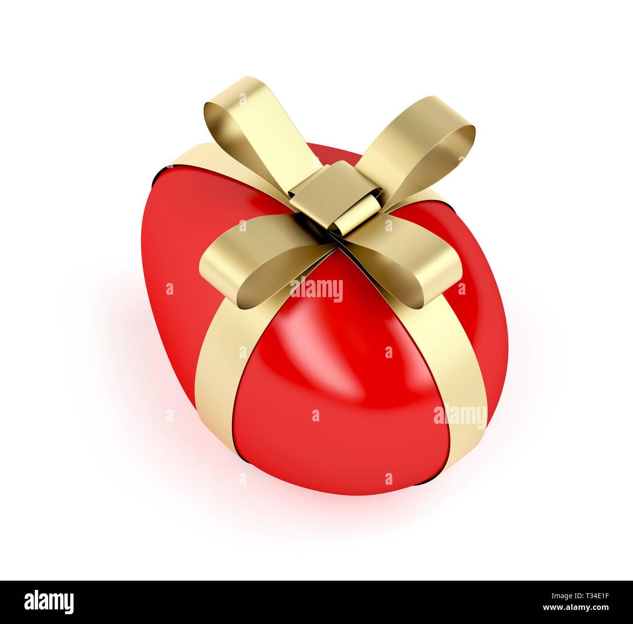 Red Easter egg with golden ribbon on white background Stock Photo - Alamy