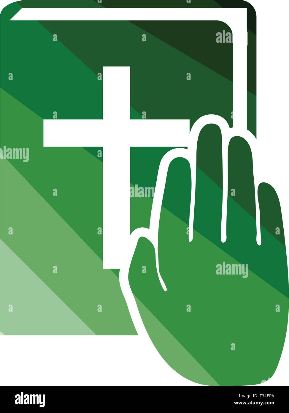 Hand on Bible icon. Flat color design. Vector illustration Stock Vector ...