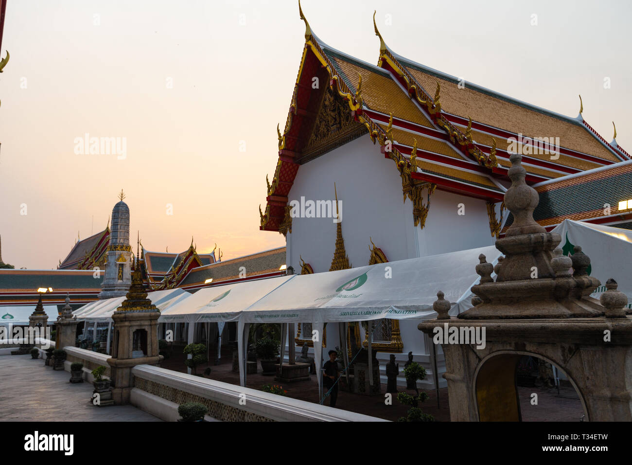 BANGKOK, THAILAND - APRIL 6, 2018: Wat Pho buddist temple - Decorated ...