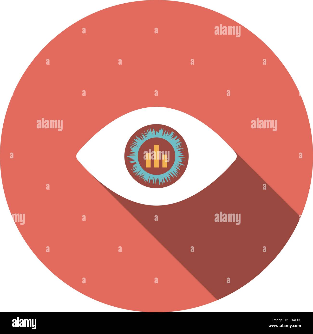 Eye with market chart inside pupil icon. Flat color design. Vector ...