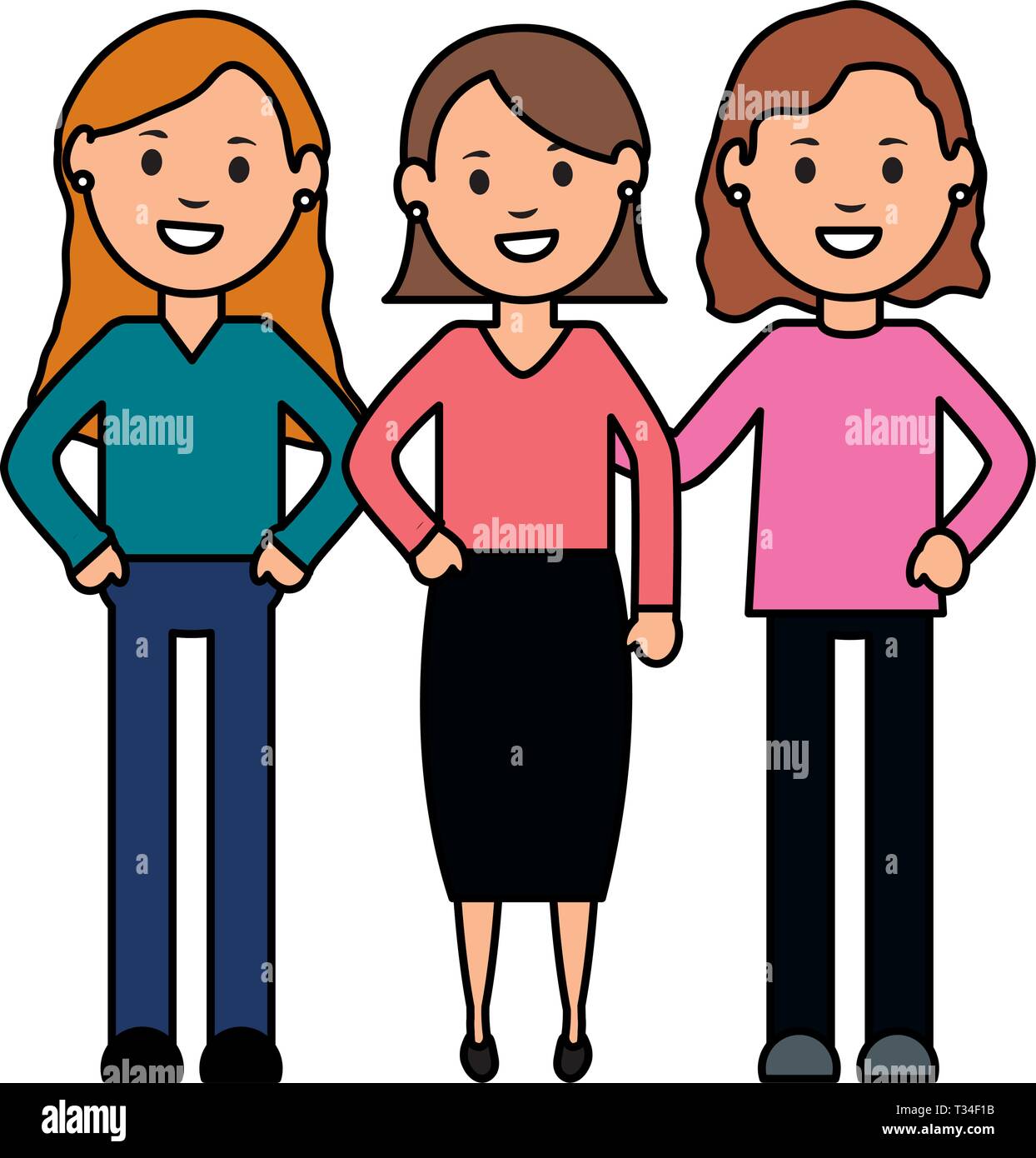 group of girls characters vector illustration design Stock Vector Image ...