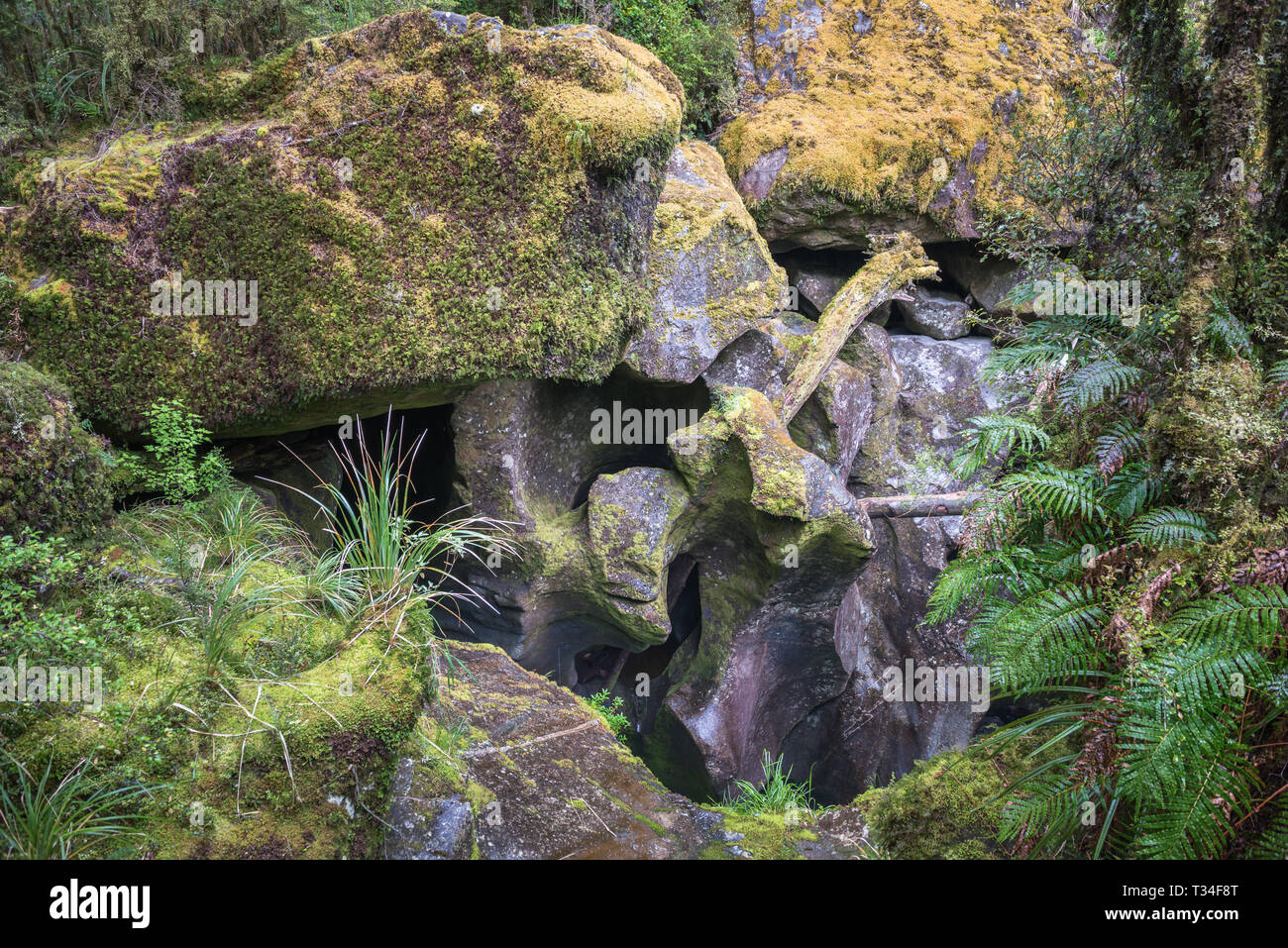 Eroded fancy rock formations at the Chasm Viewing Bridge at Milford ...
