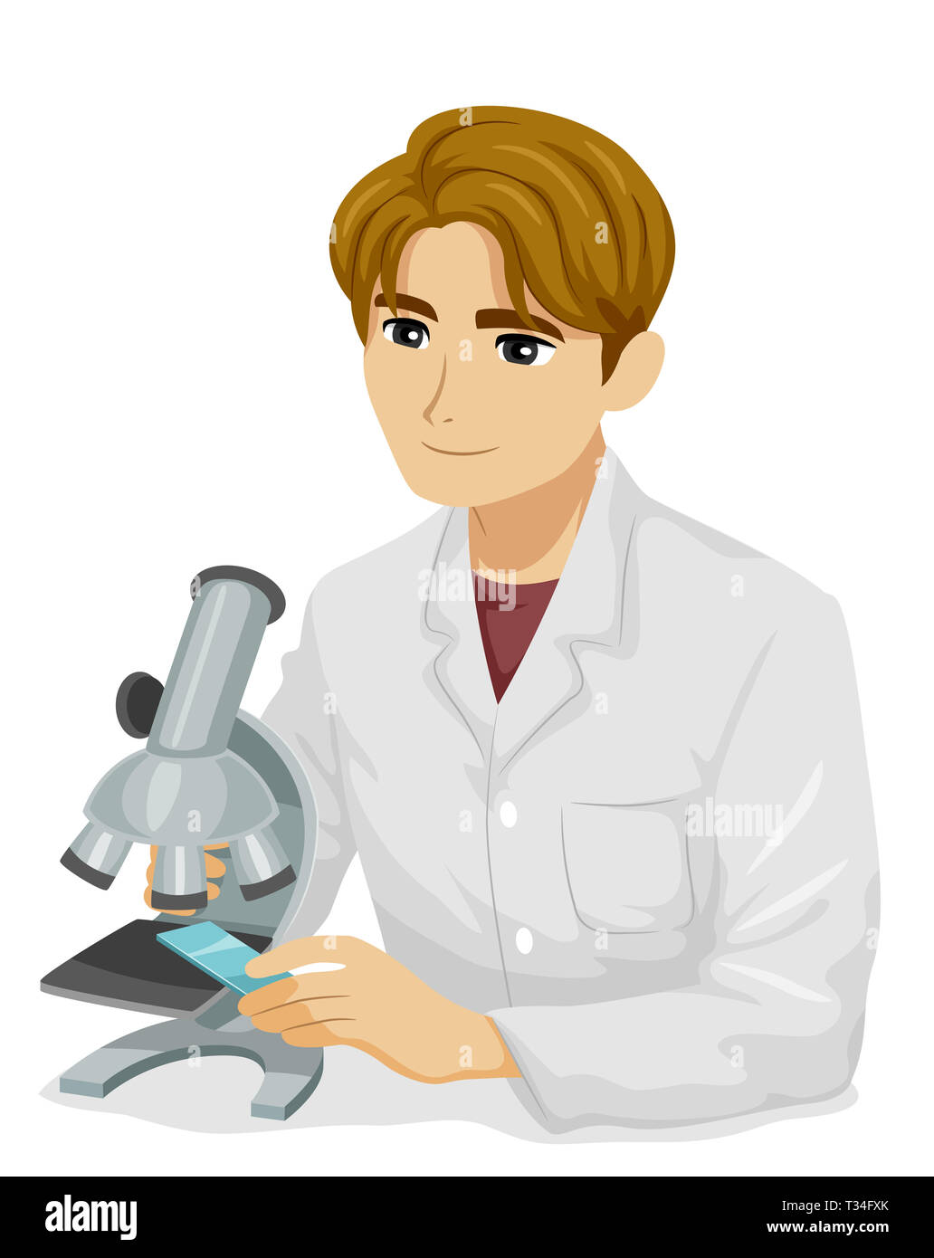 Illustration of a Teenage Guy Wearing Laboratory Gown Looking Using ...