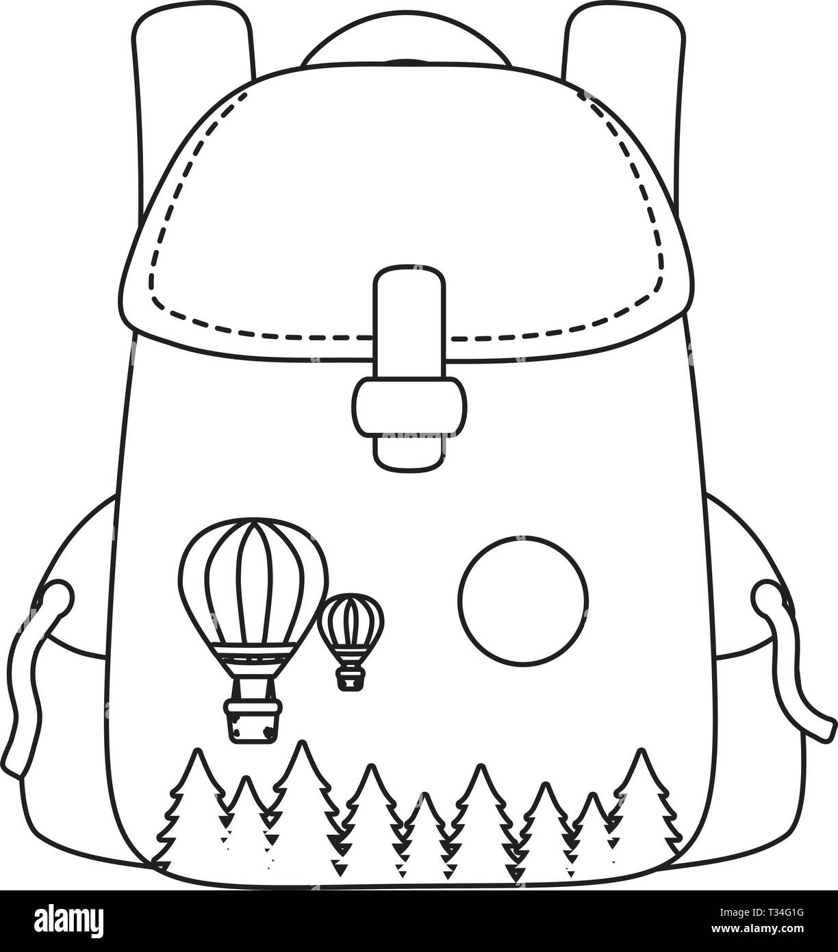 outdoor camping backpack with elements cartoon vector illustration ...