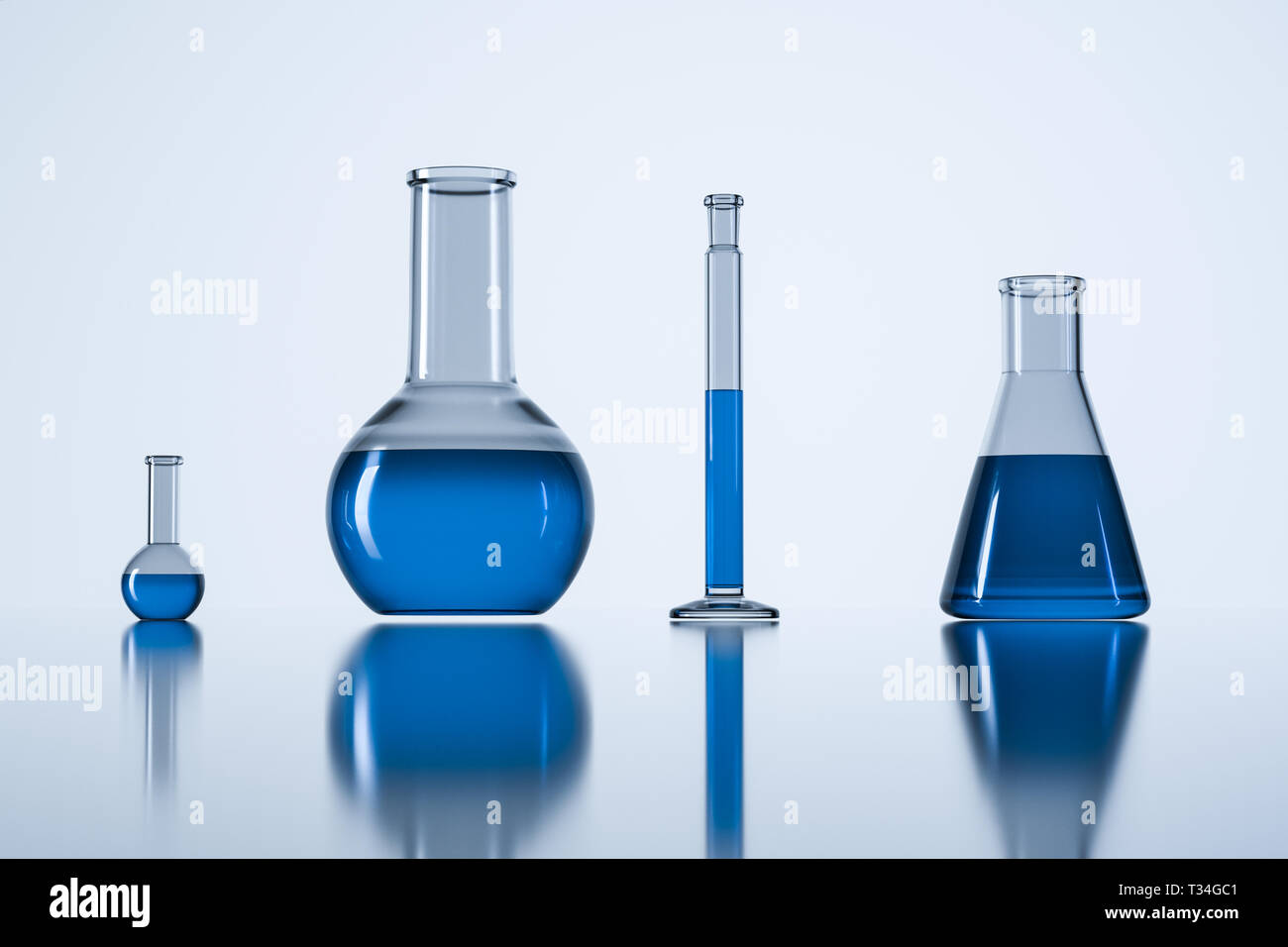 3d rendering, test tube and beaker in the lab, computer digital image ...