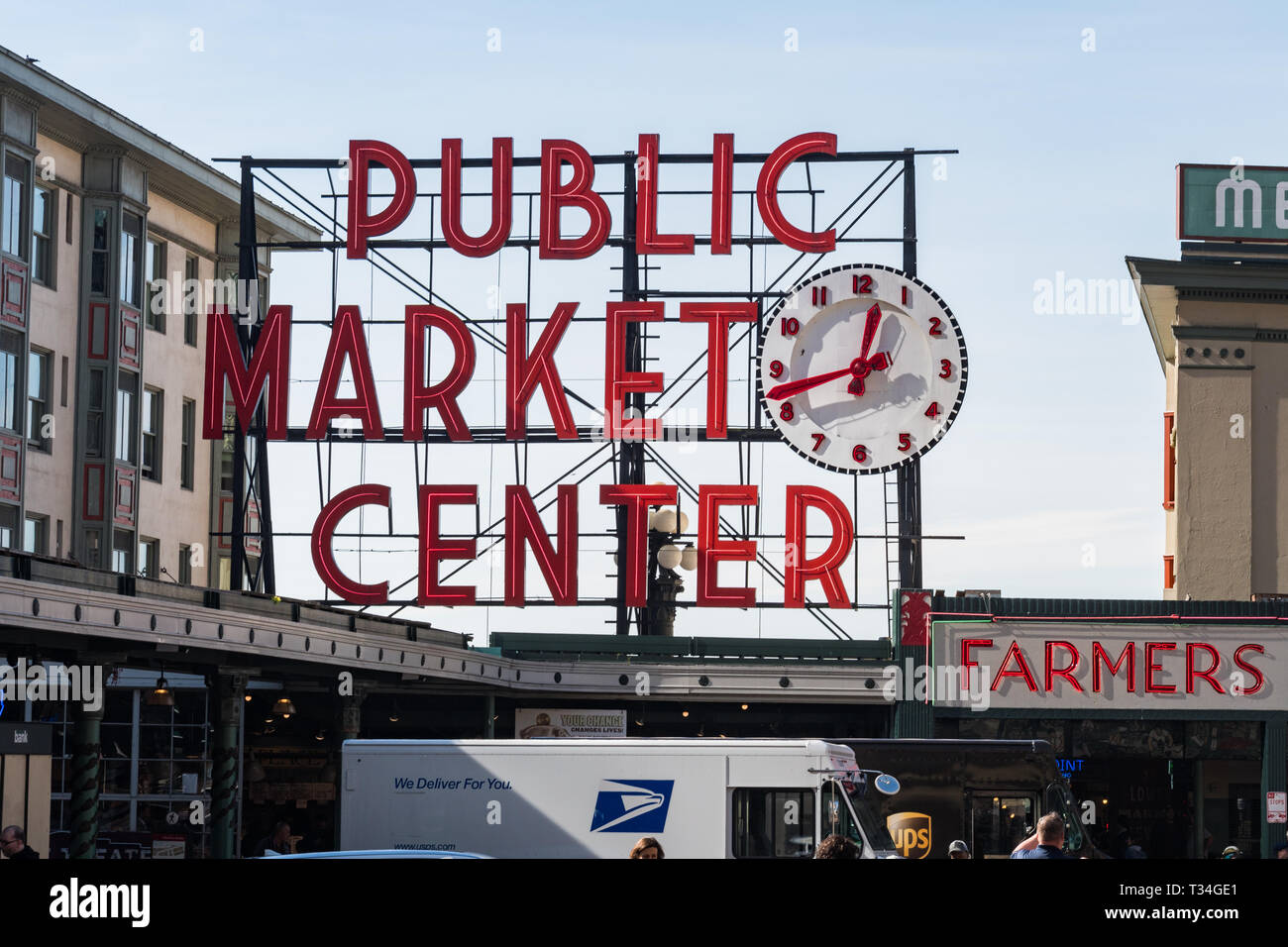 Detail of the characteristic Pike Market sign of Seattle Stock Photo ...