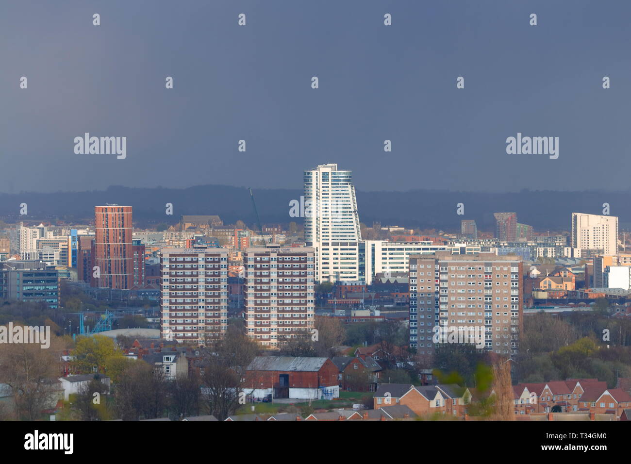 Part of Leeds city skyline around the Granary Wharf area Stock Photo ...