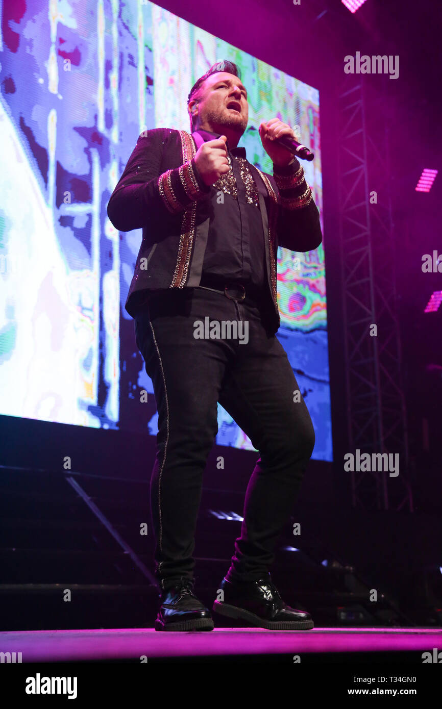 Mikey Graham seen performing at the ICC in Sydney during the Boyzone's ...