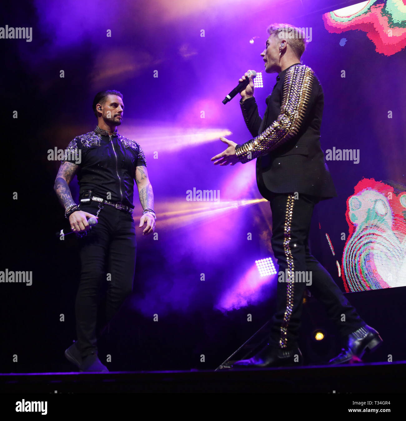 Ronan Keating & Keith Duffy seen performing at the ICC in Sydney during ...