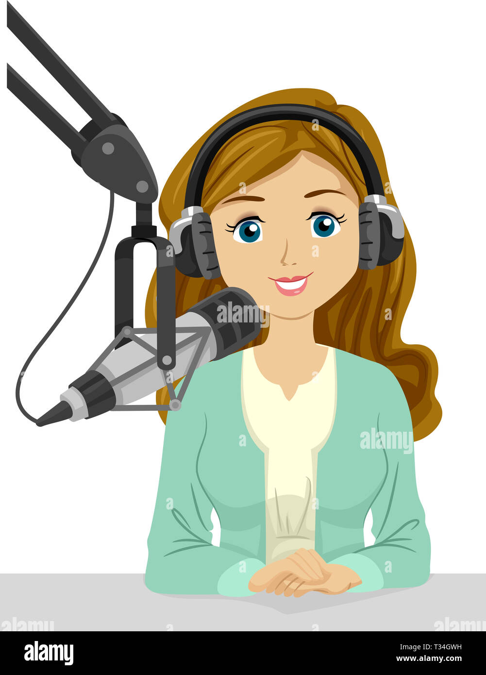 Woman speaking microphone cartoon illustration hi-res stock photography ...