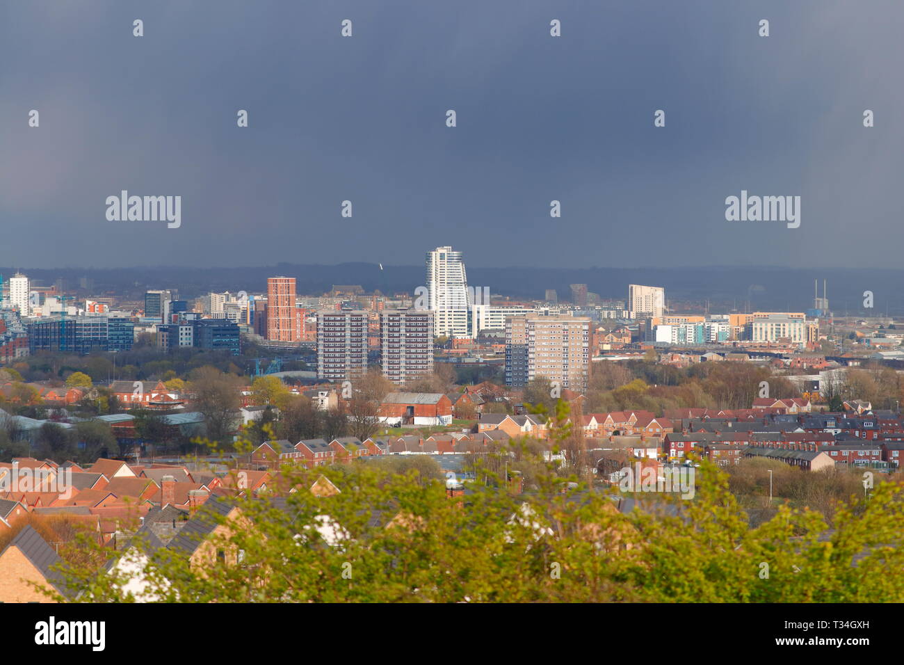 Part of Leeds city skyline around the Granary Wharf area Stock Photo ...