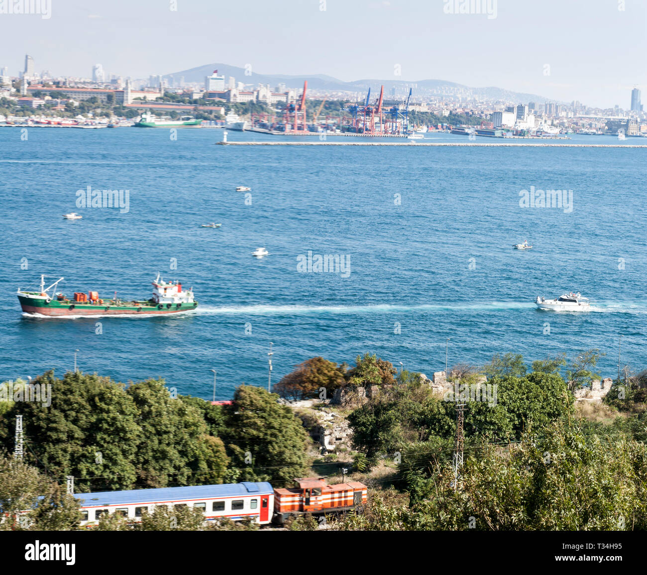 Panoramic view of the Bosphorus. The strait that connects the Black Sea ...