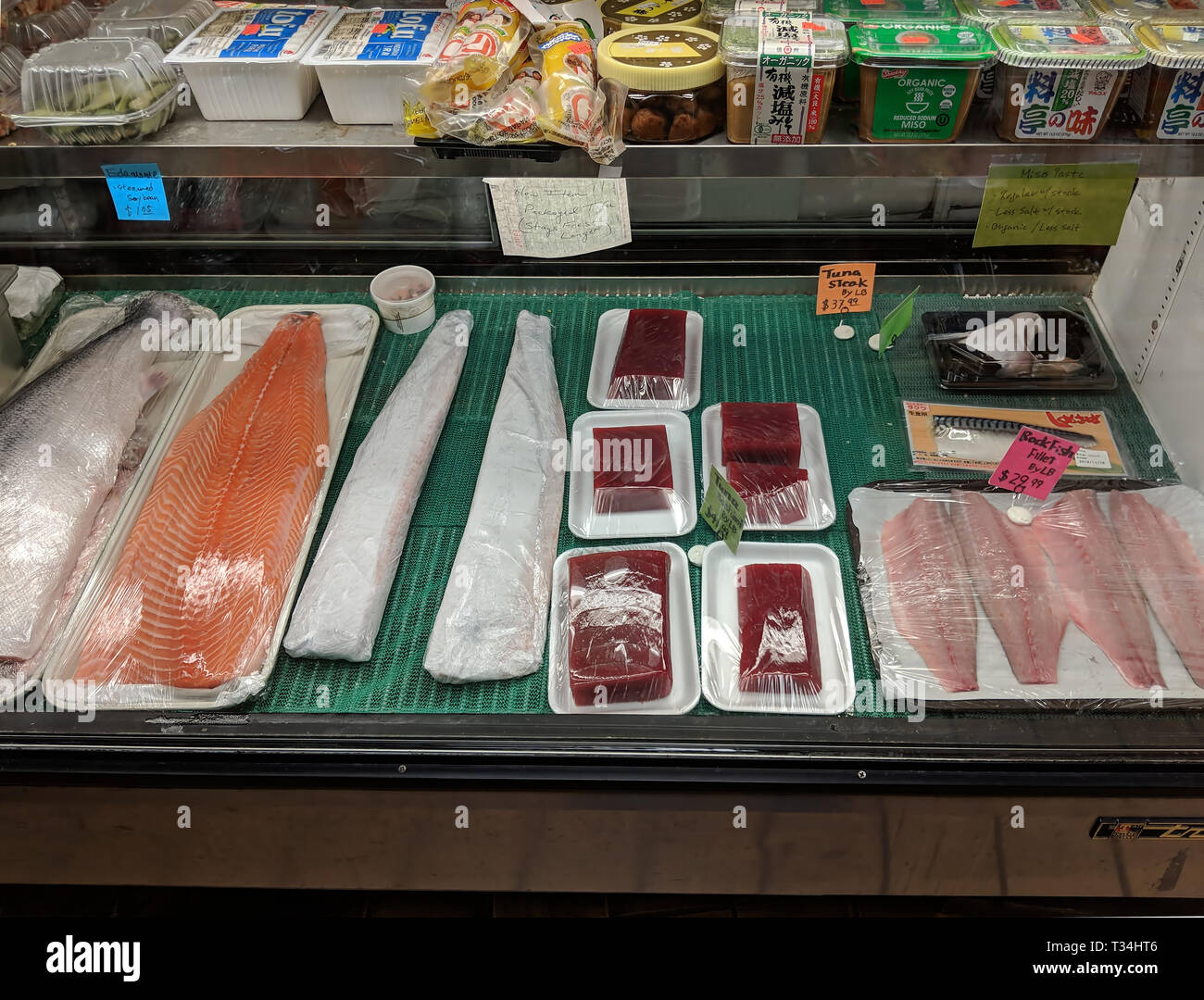 Sushi counter - sushi for home purchase Stock Photo - Alamy