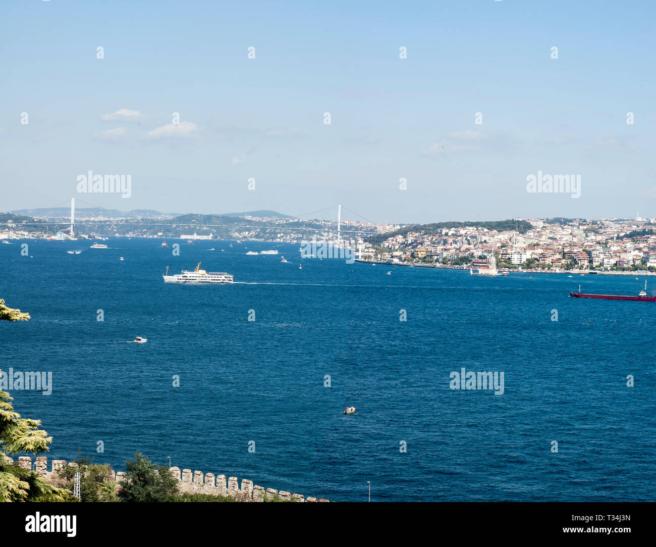 Panoramic view of the Bosphorus. The strait that connects the Black Sea ...