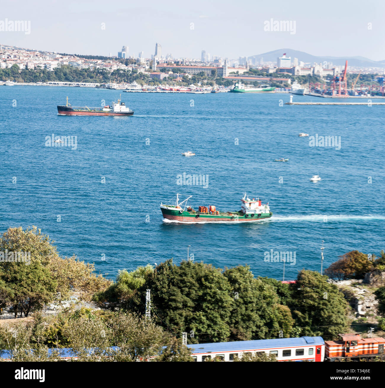 Panoramic view of the Bosphorus. The strait that connects the Black Sea ...