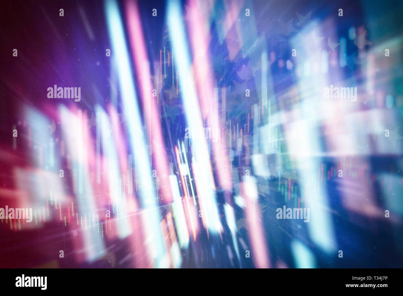 Charts of financial instruments with various type of indicators ...
