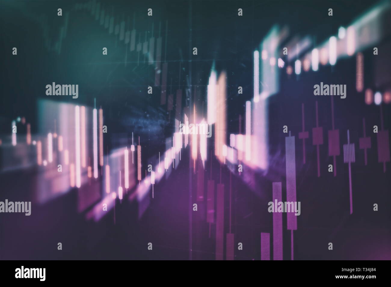 Charts of financial instruments with various type of indicators ...