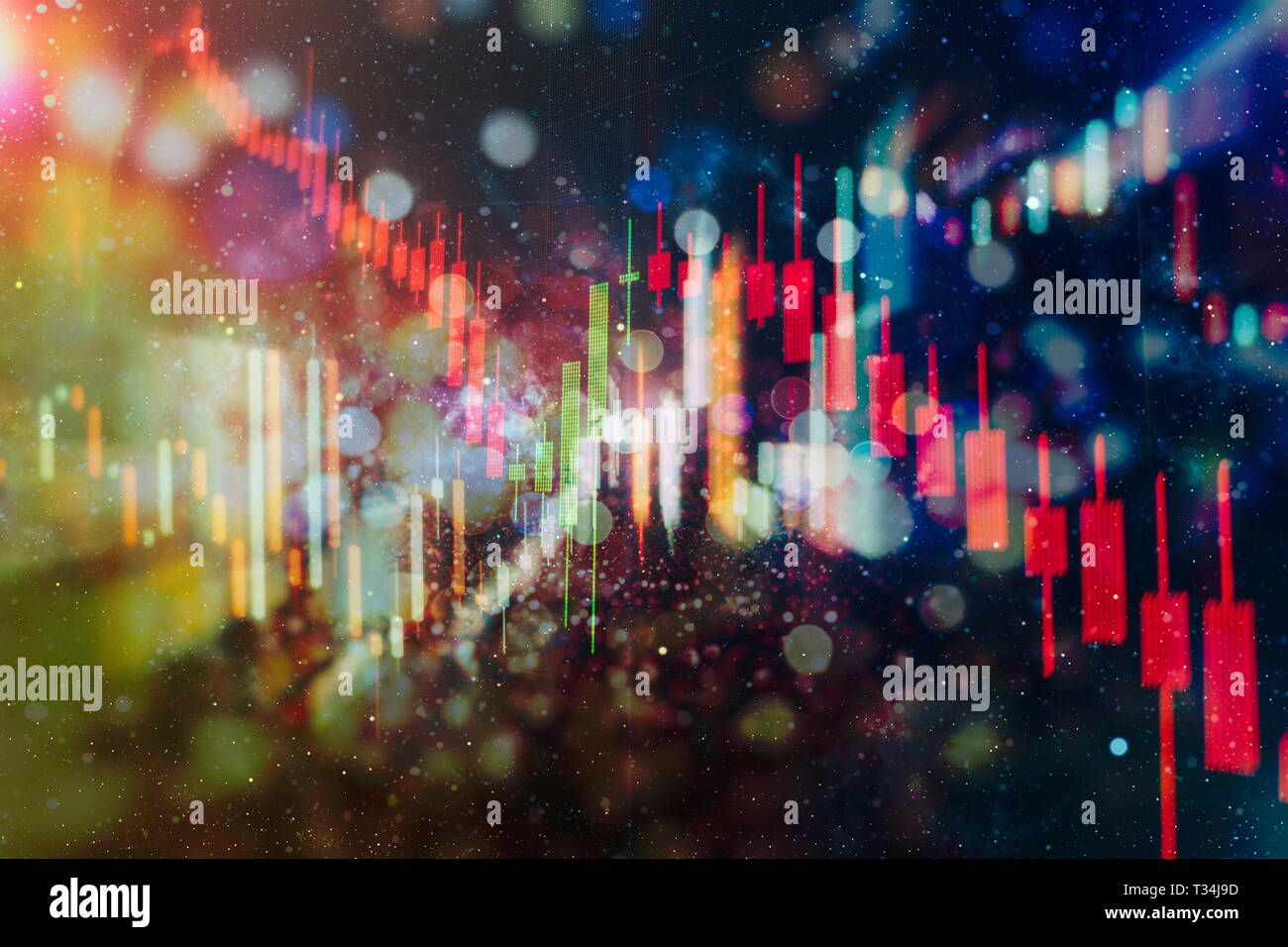 Charts of financial instruments with various type of indicators ...