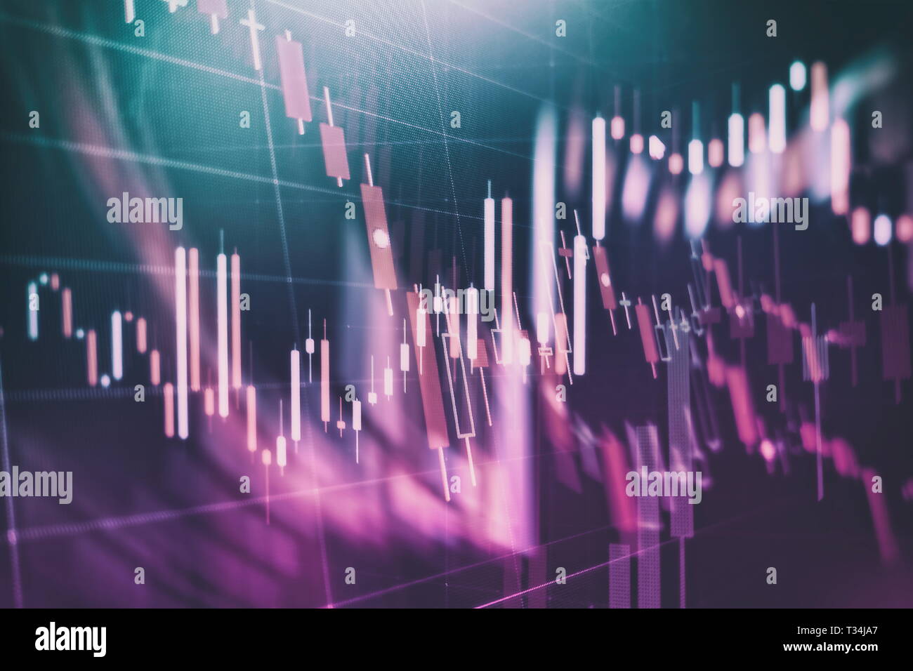 Charts of financial instruments with various type of indicators ...