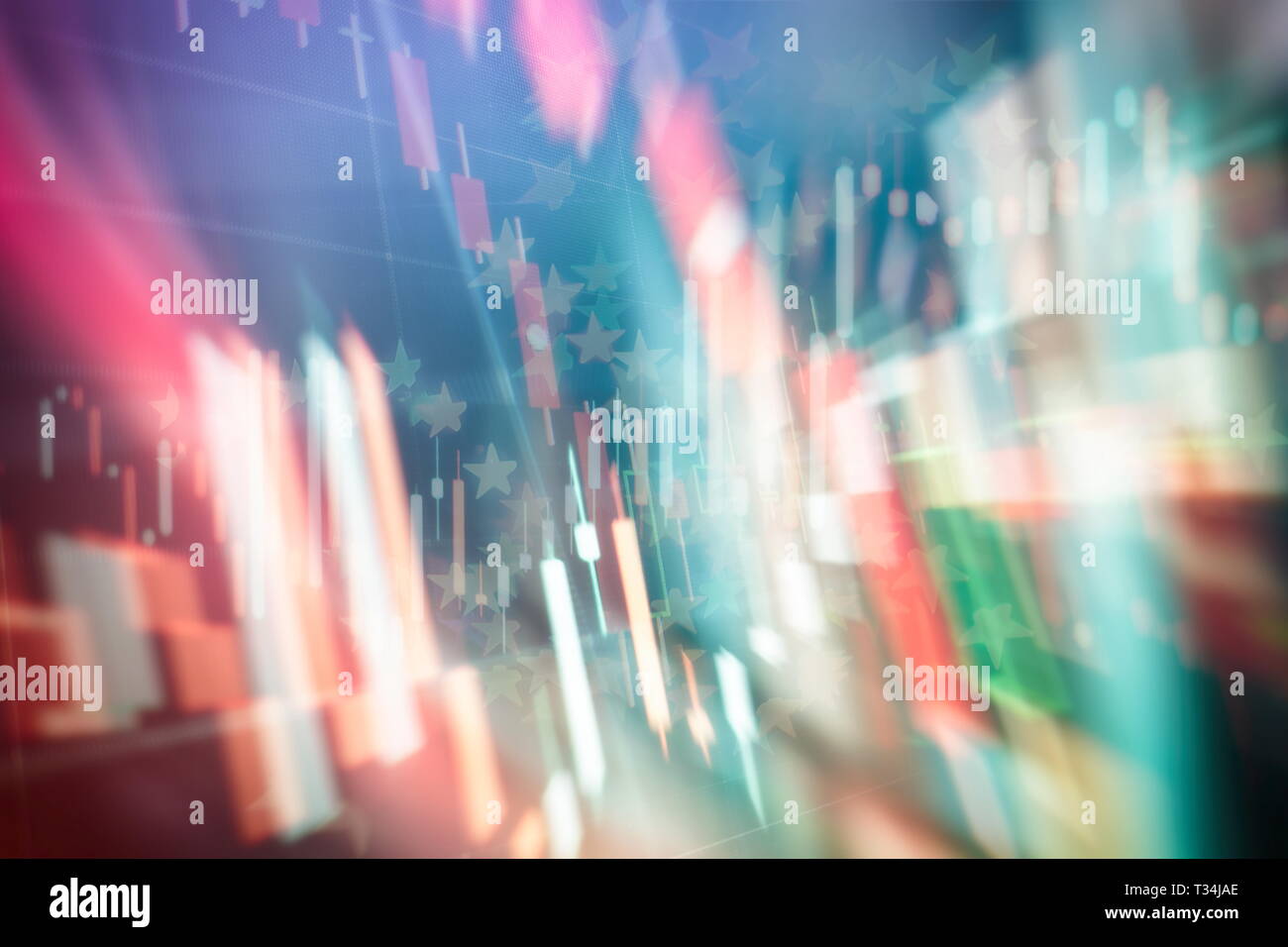 Charts of financial instruments with various type of indicators ...